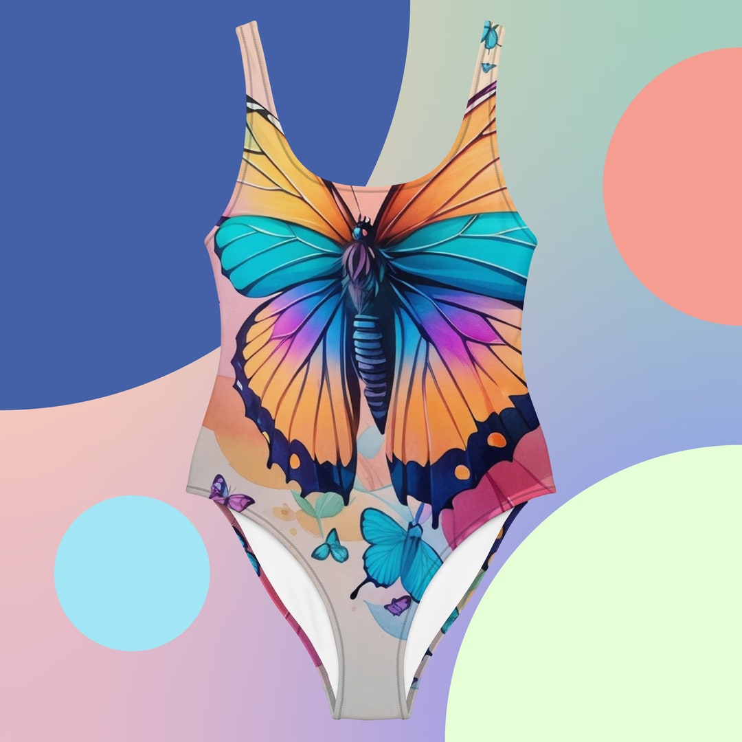 Butterfly Design Swimming Suit One-piece Women's Colorful - Etsy