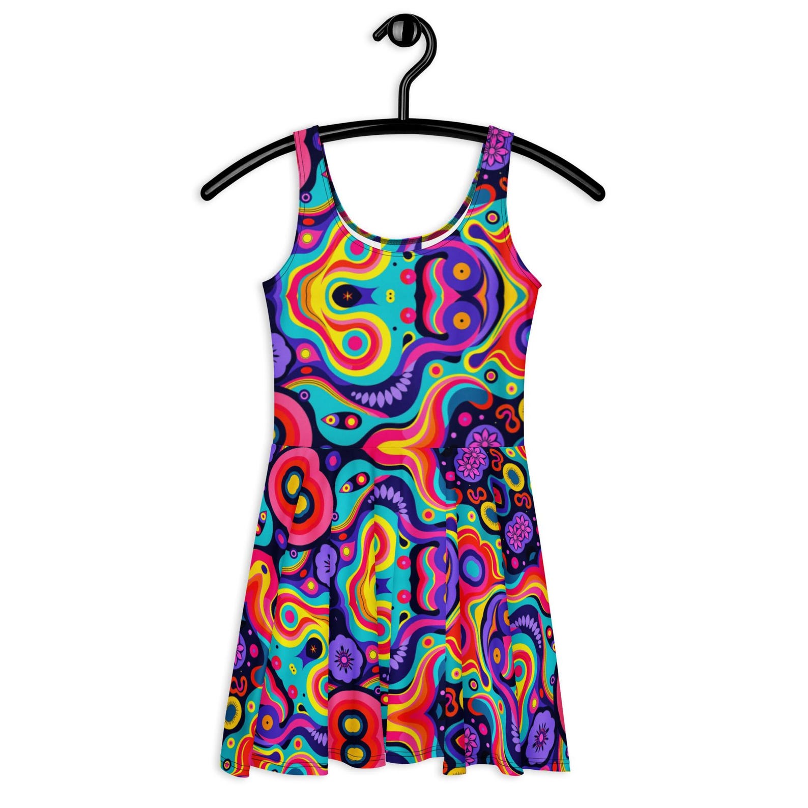 Trippy Retro Skater Dress Psychedelic Sundress Funky Summer Clothes ...