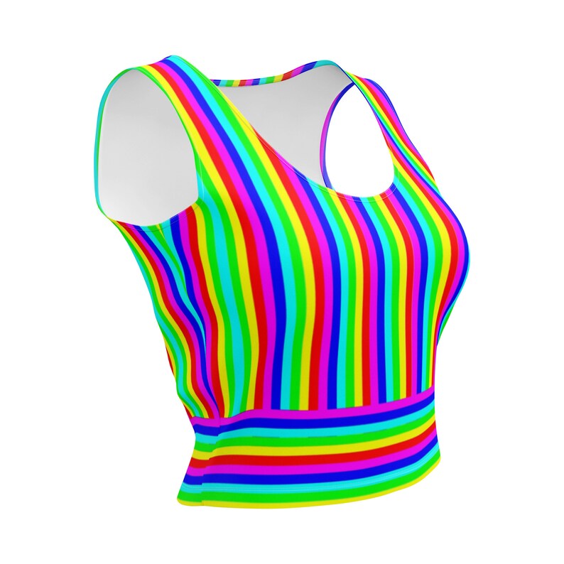 Neon Stripe Crop Top Bright Colorful Tank Top Cropped Style Women's ...