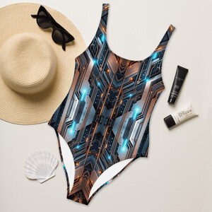 Metallic Swimsuit Copper Silver Swimwear Techno Bathing Suit Women's ...