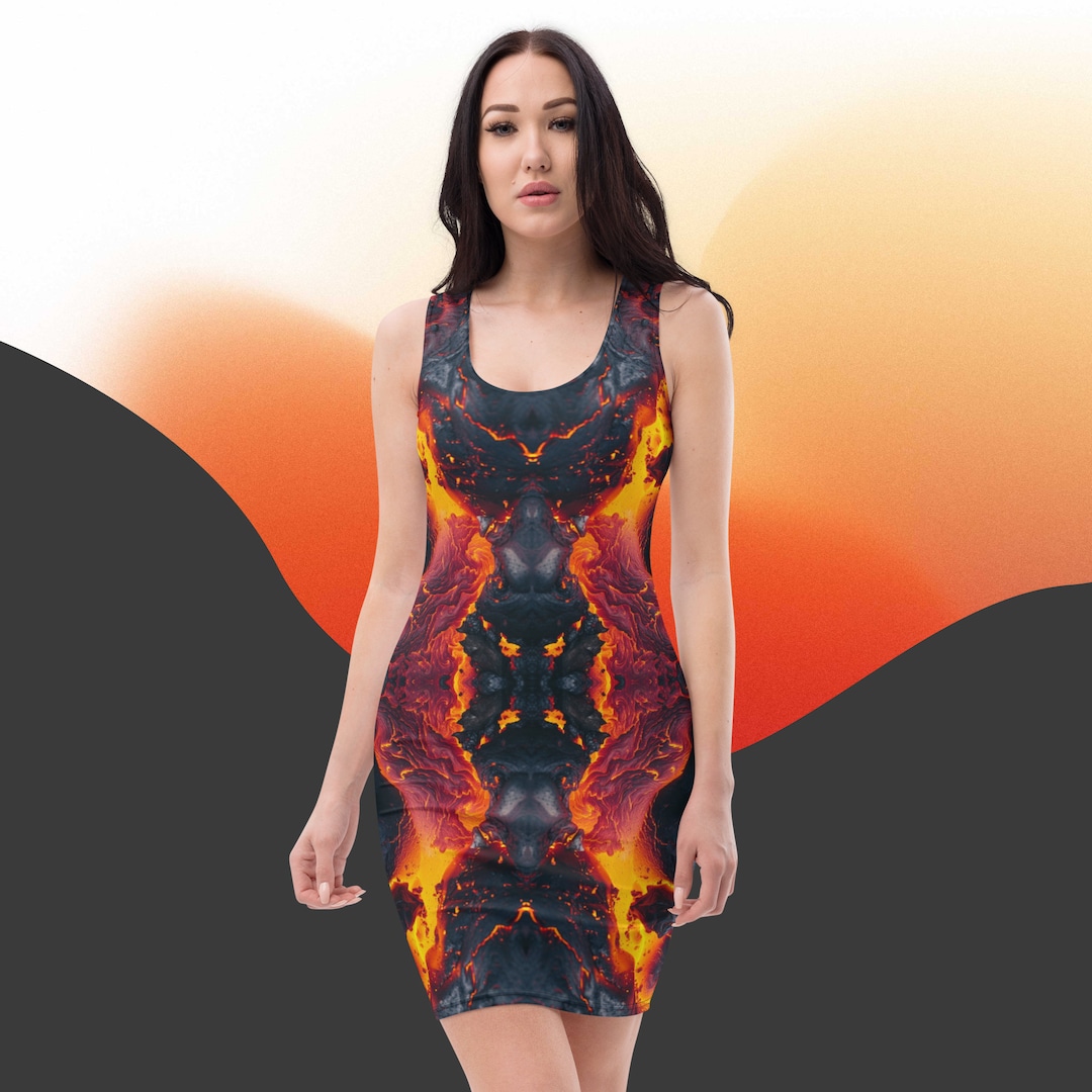 Hot Lava Bodycon Volcano Erupt Dress Women Fitted Tight Body Hug ...