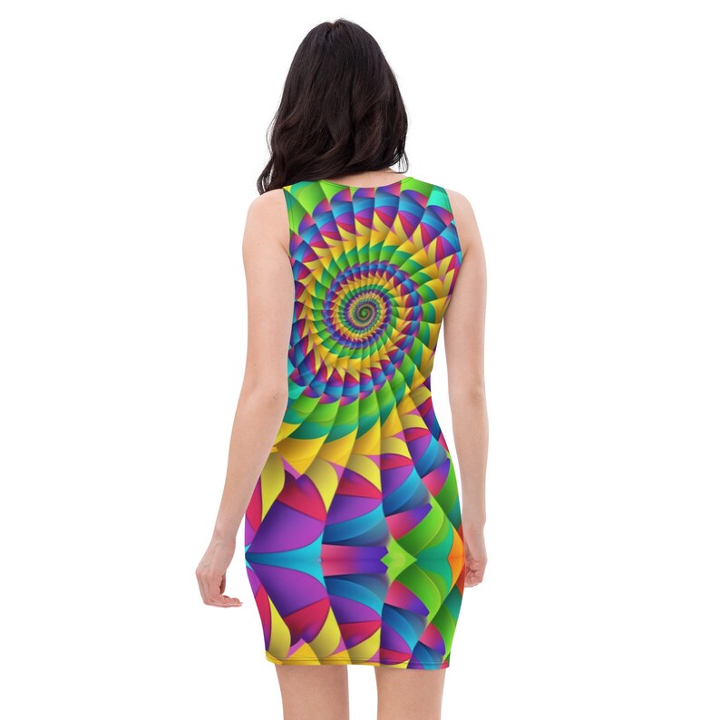 Rainbow Trippy Dress Festival Psychedelic Bodycon Carnival Tank Mini ...