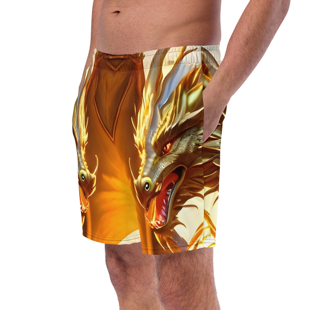 Men's Dragon Swim Trunks Gold Design Swimming Shorts - Etsy