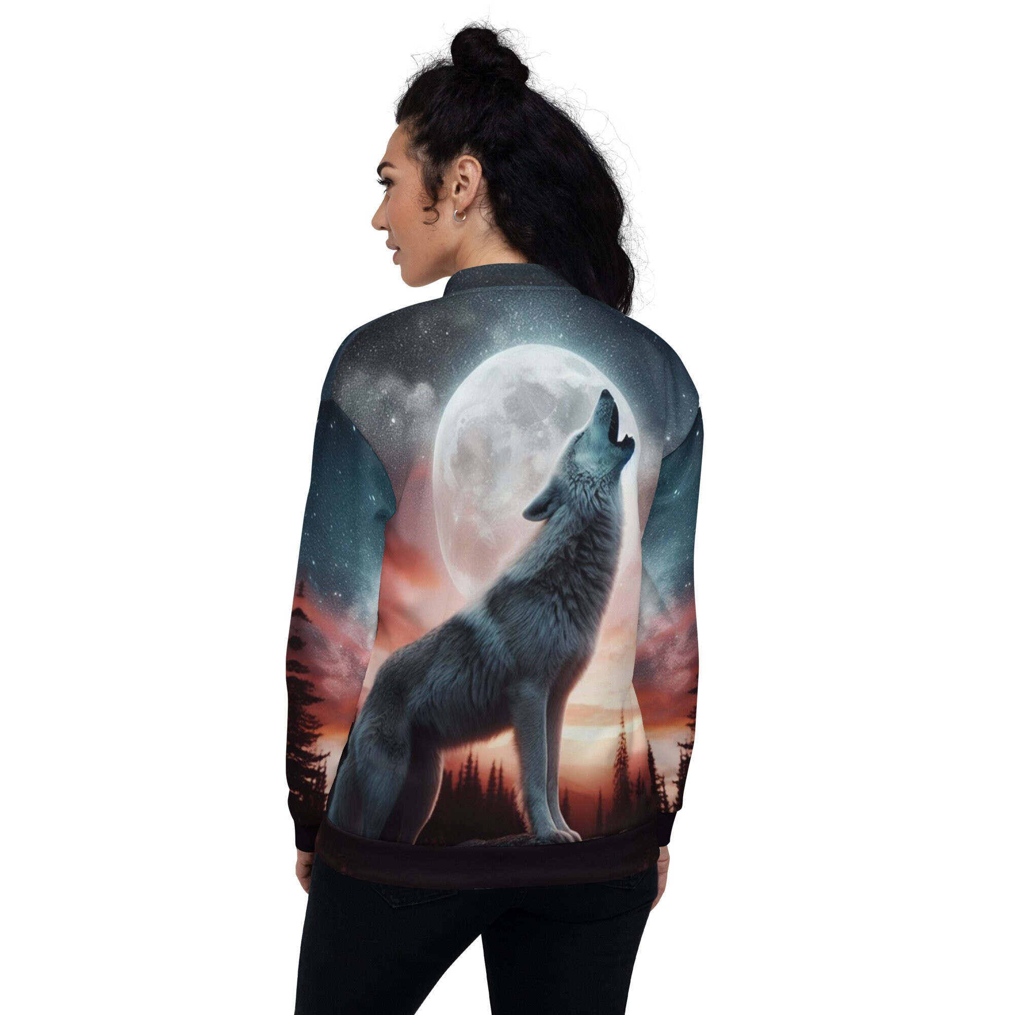 Wolf Howl Bomber Jacket, Men's Women's Winter Coat, Design Stylish ...