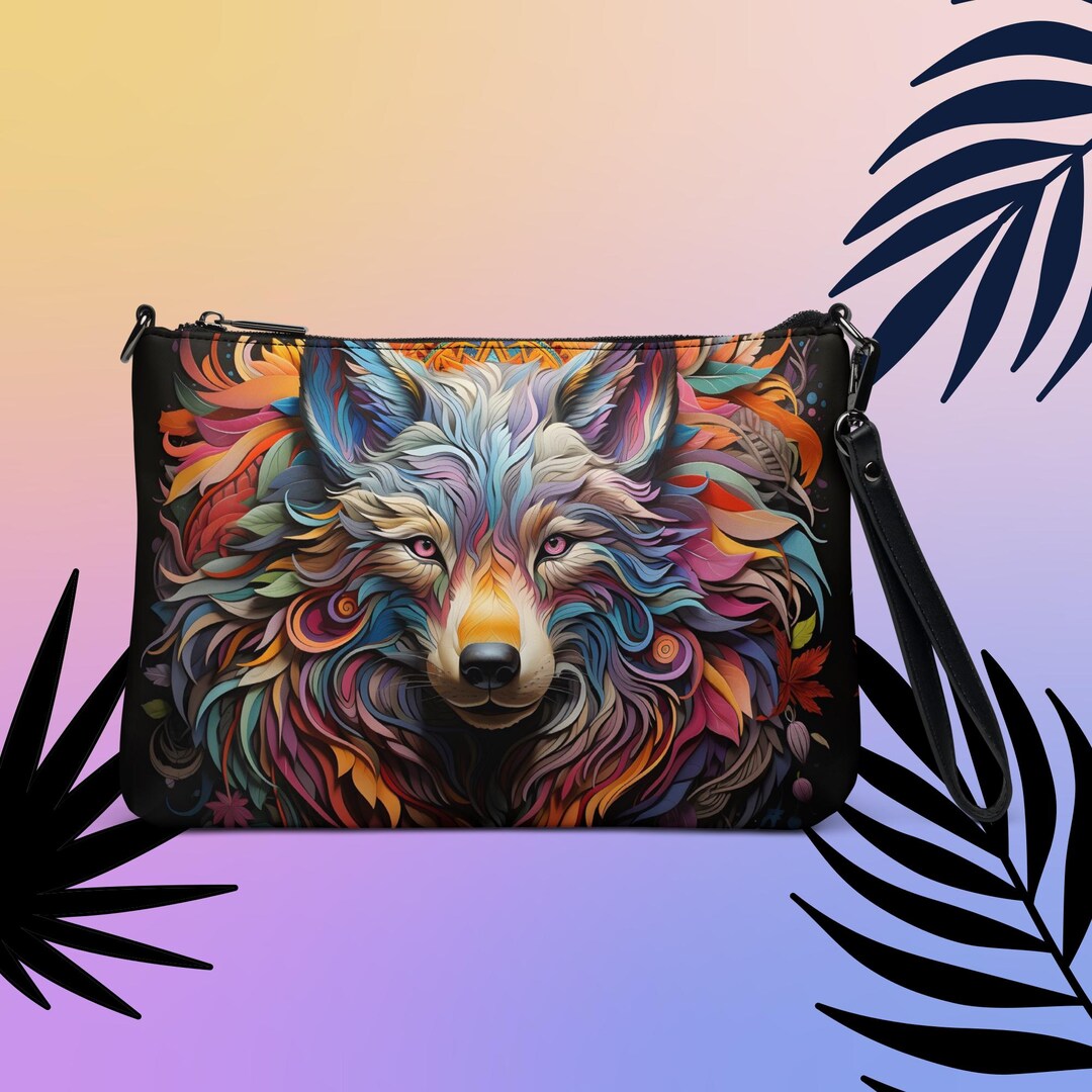 Wolf Purse Crossbody Bag Abstract Art Handbag Unique Pocketbook ...