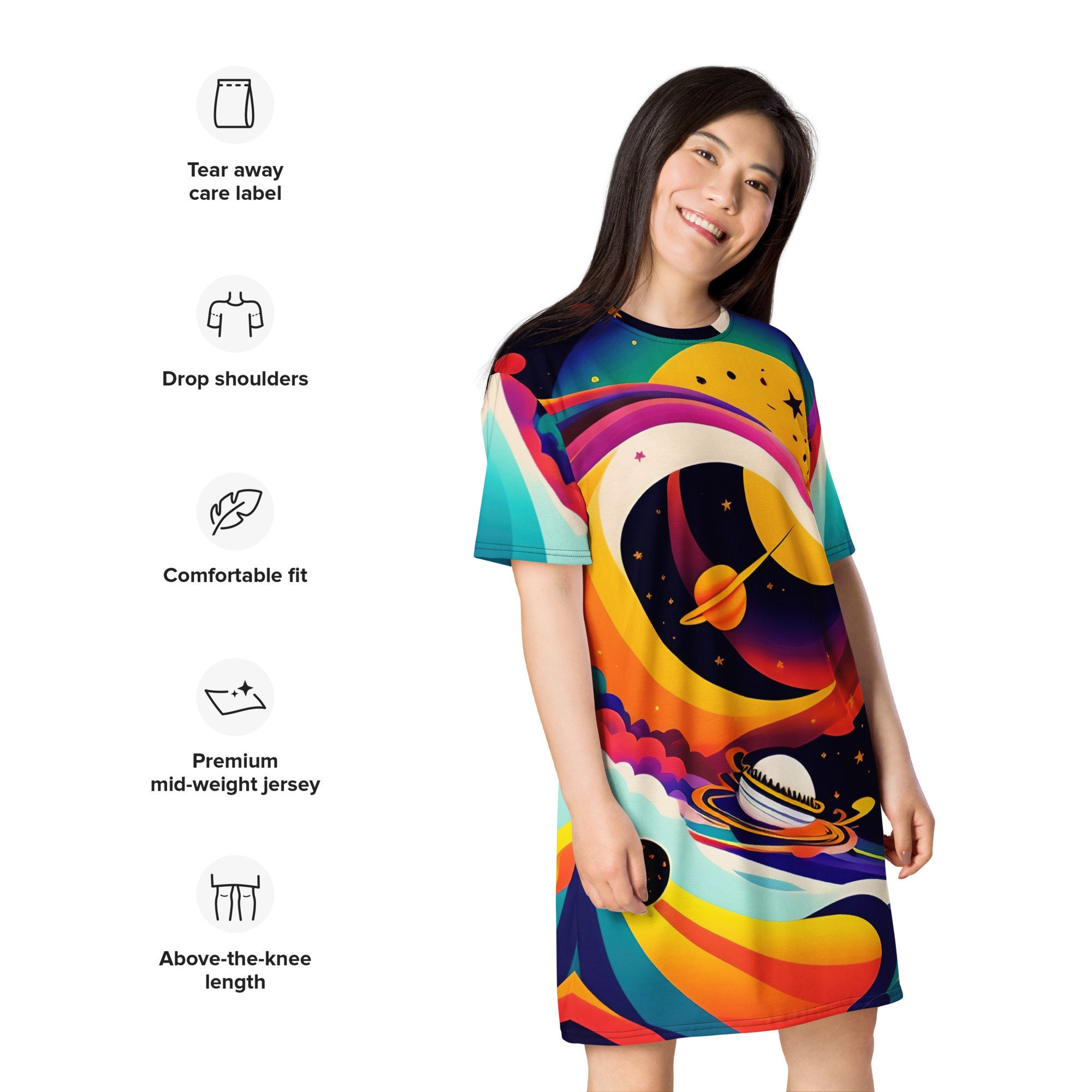 Galaxy Stars Nightgown Cosmos Nightie Planets Pajama Dress Astrology ...