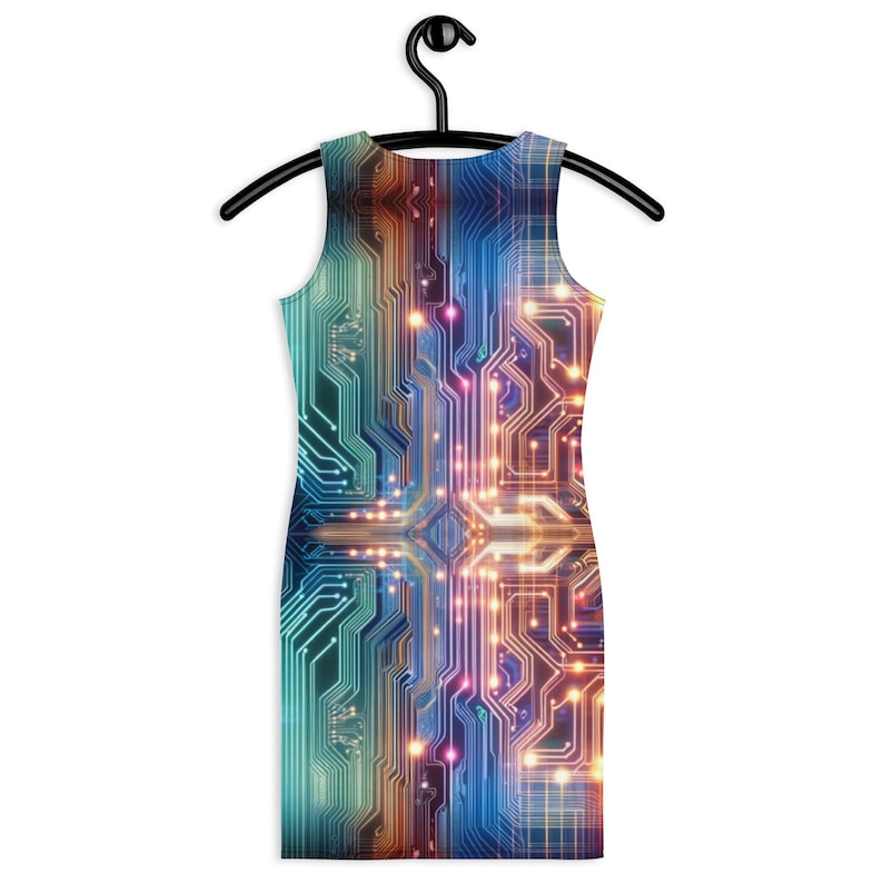 Techno Glow Bodycon Dress Cyber Mini Dresses Futuristic Summer Outfit ...