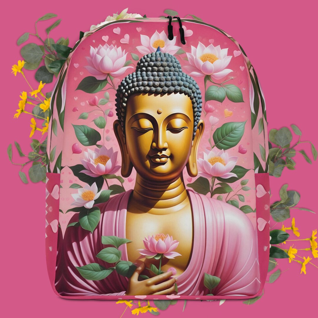 Buddha Pink Backpack Girls Bookbag Lotus Flowers Ransack Women Travel ...