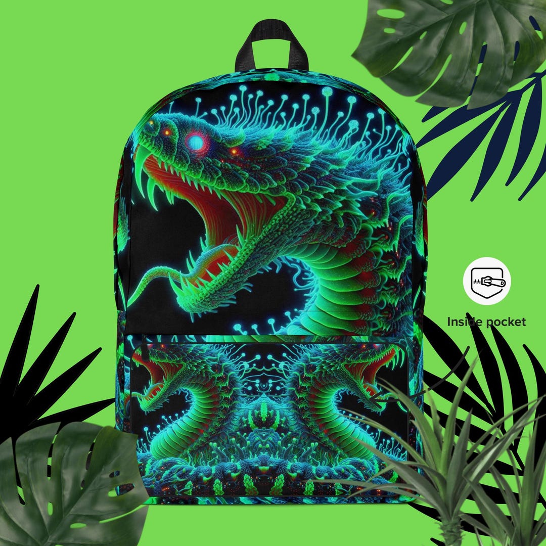 Neon Snake Bookbag Backpack Boys Girls Travel Bag School Back Packs ...