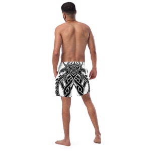 Dragon Swim Trunks Men's Beach Shorts Black White Mythical Fantasy ...