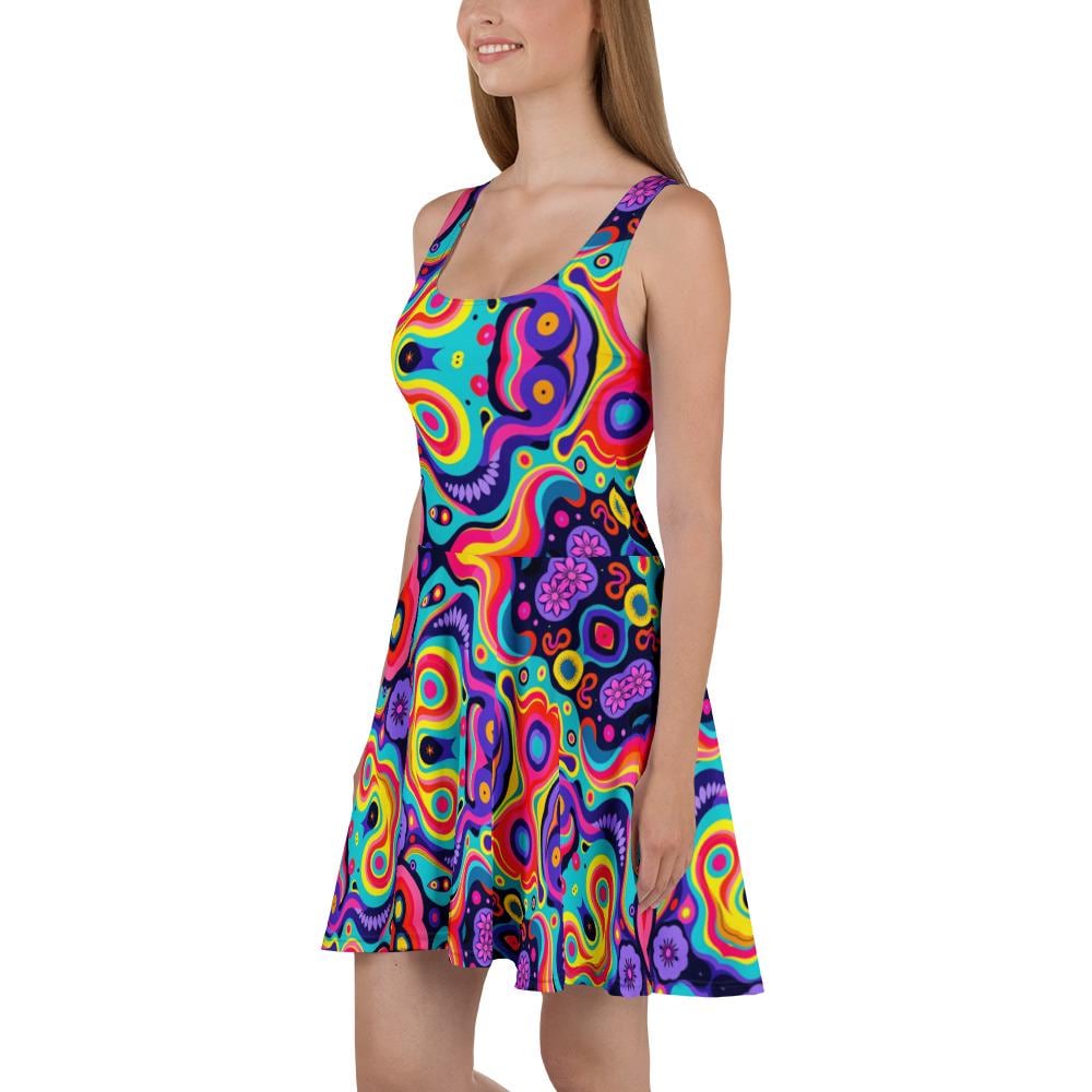 Trippy Retro Skater Dress Psychedelic Sundress Funky Summer Clothes ...