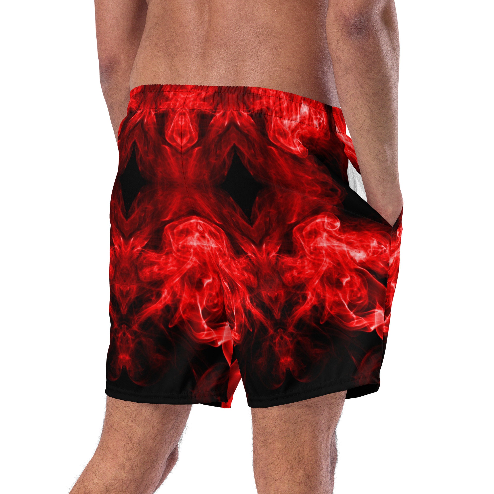 Men's Swim Trunks Red Fire Flames Beach Shorts With Pockets Swimsuit ...