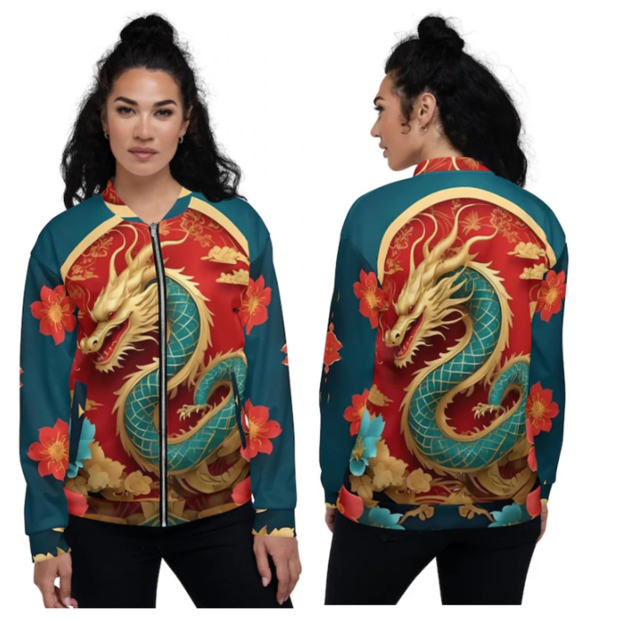 Dragon Jacket Coat Women's Bomber Jackets Mystical Design Coats With ...