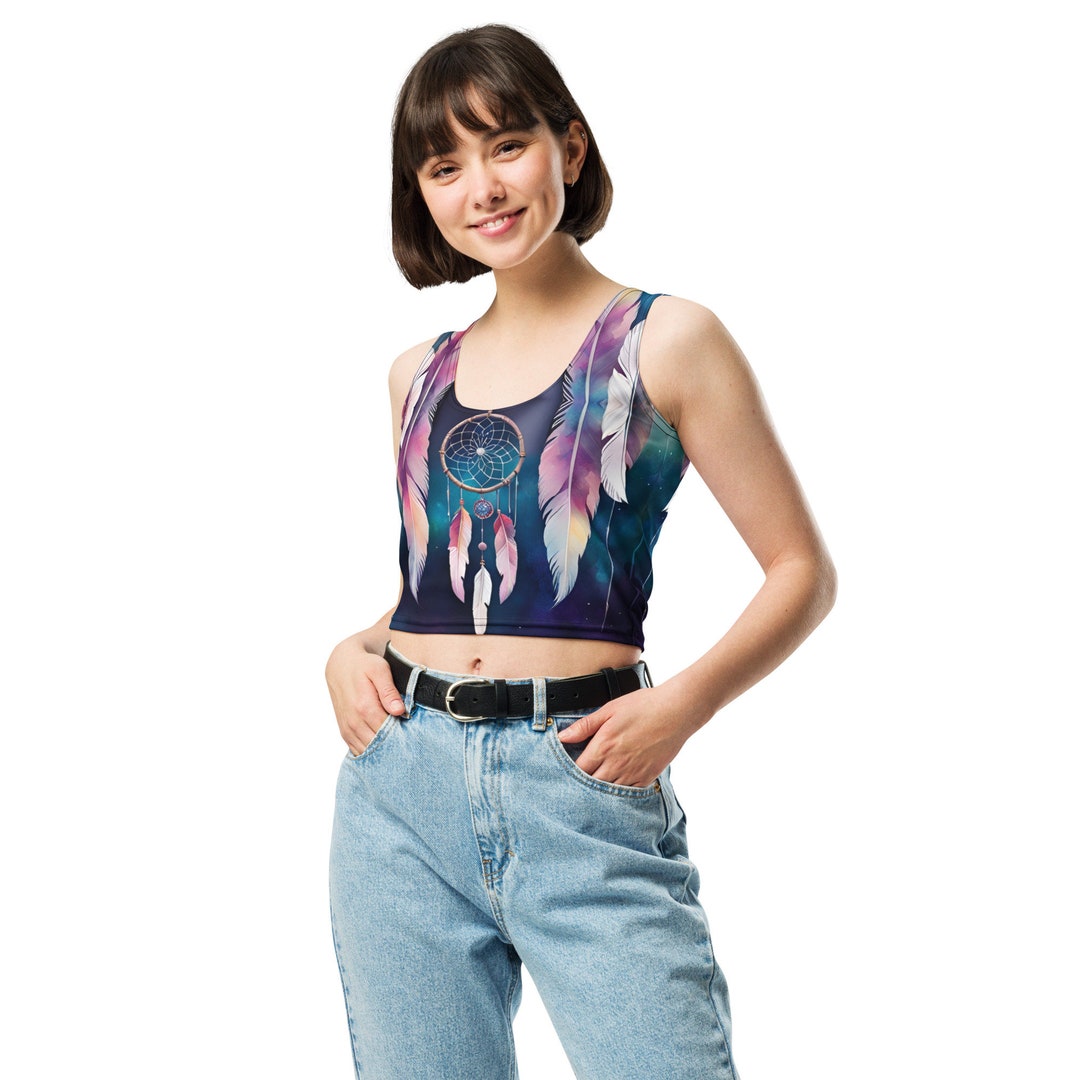 Feathers Tank Crop Top Women's Cropped Style Summer Shirt Fantasy Net ...