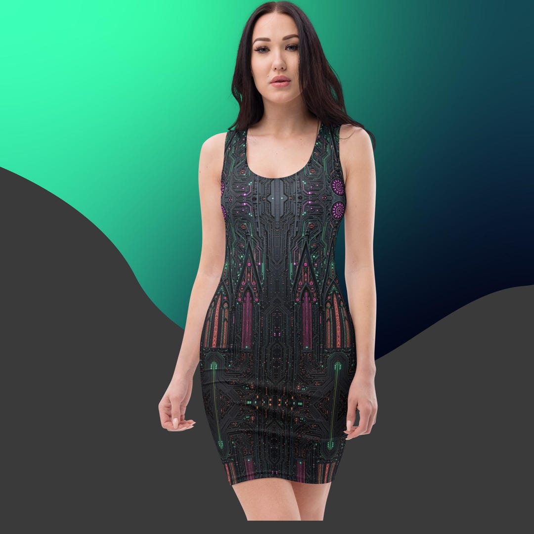 Gothic Bodycon Cathedral Dress Women's Goth Fashion Black Summer Outfit ...