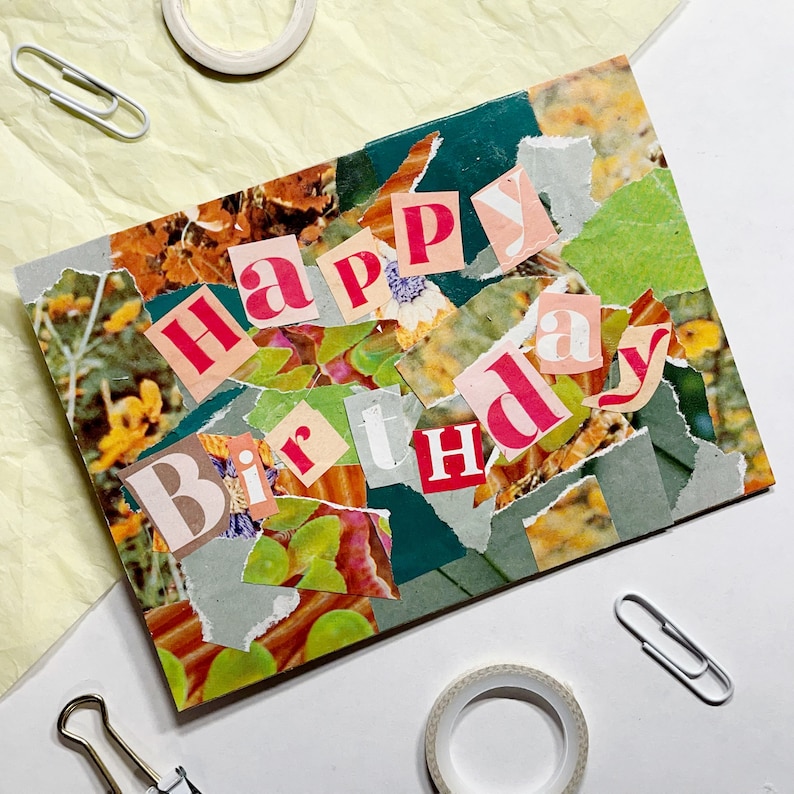 Collage Art Birthday Card - Etsy