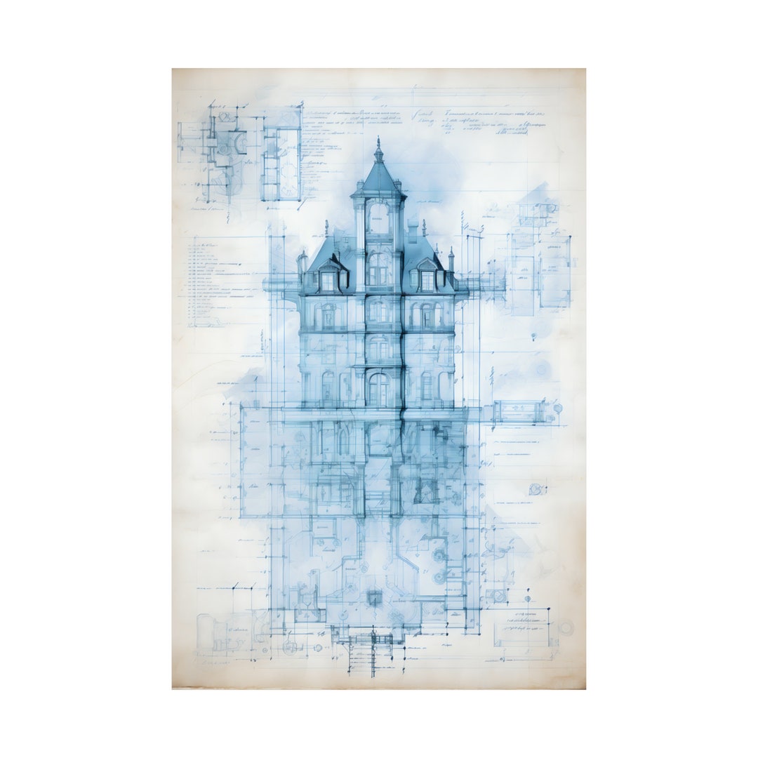 Vintage Architecture Blueprint_bv_05mvp - Etsy