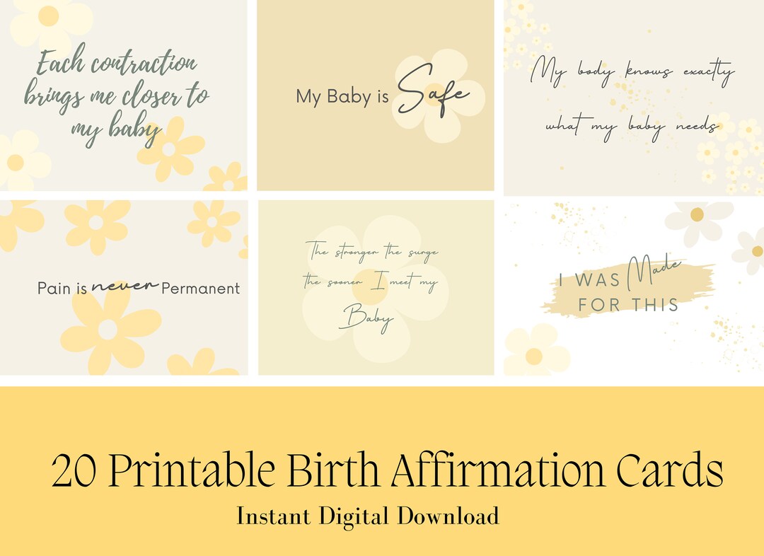Pregnancy + Birth Affirmation Cards | Positive Birth Cards | Labor ...