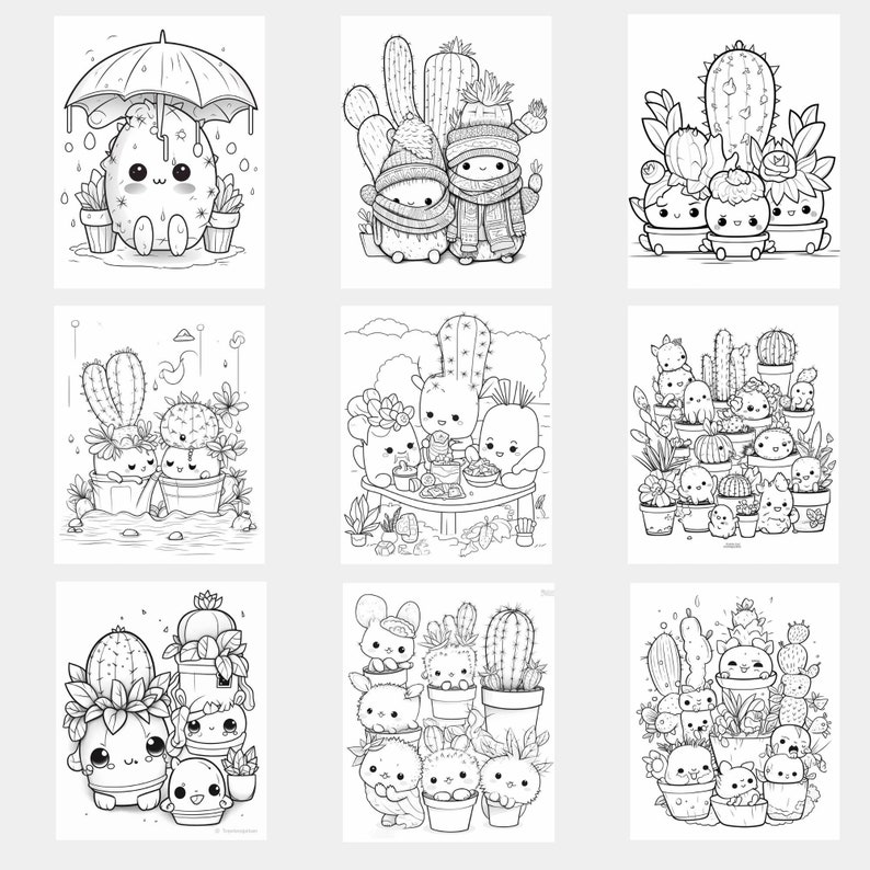 Kawaii Cactus Coloring Pages,printable Coloring,kids Coloring Pages ...