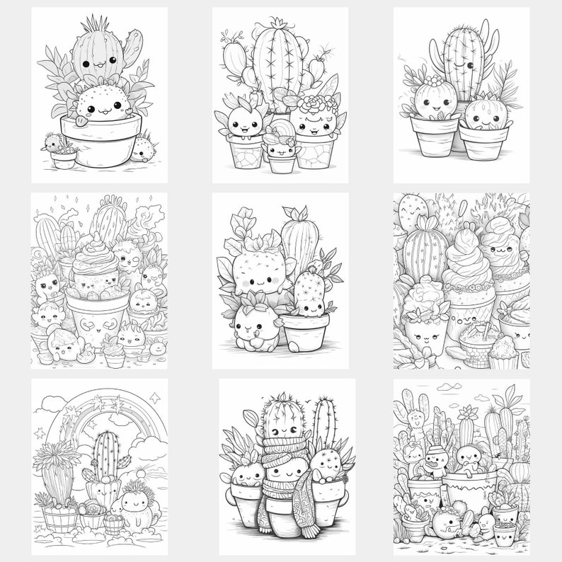 Kawaii Cactus Coloring Pages,printable Coloring,kids Coloring Pages ...