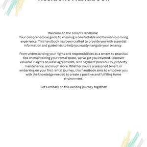 Tenant Handbook Template | Property Management Document | Landlord ...