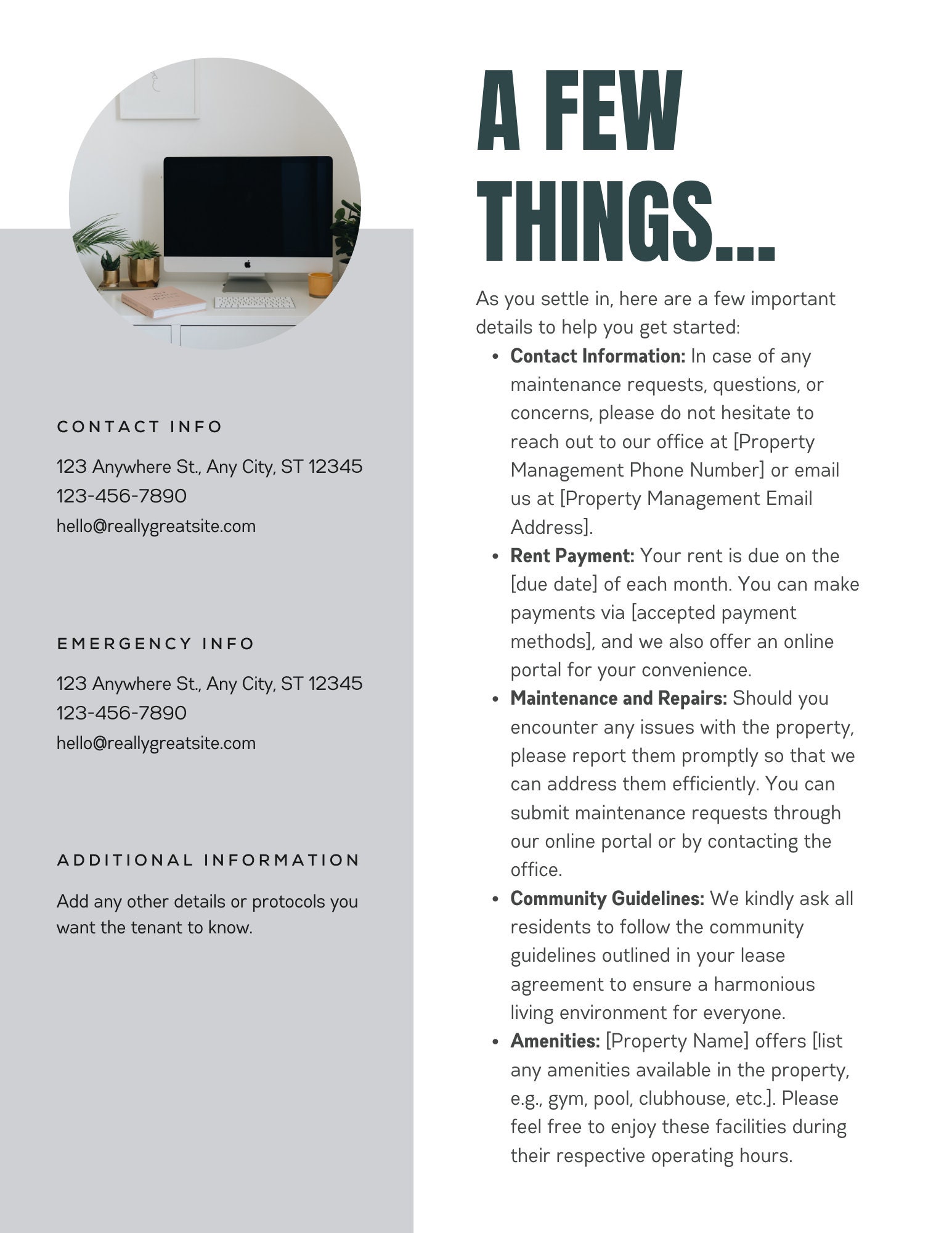 Tenant Welcome Packet: Landlord Move-in Guide (canva Template) - Etsy