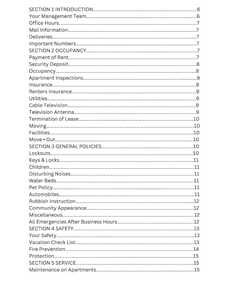Tenant Handbook Template | Property Management Document | Landlord ...