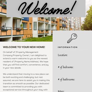 Tenant Welcome Letter Template: Property Management (digital Download ...