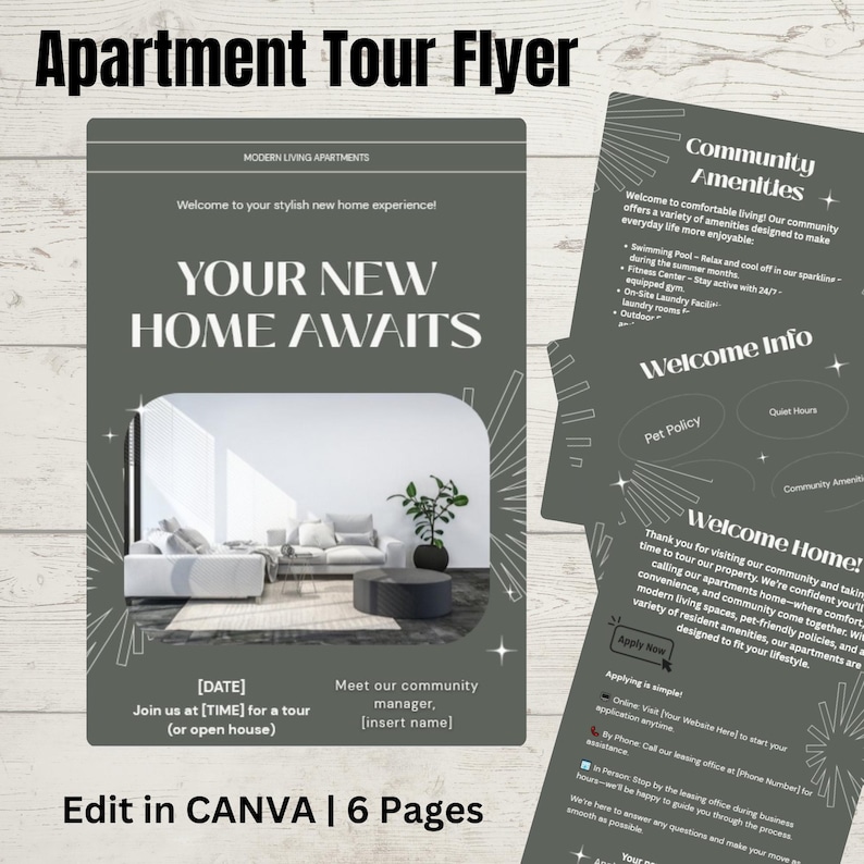 Editable Apartment Tour Flyer | Landlord Leasing Packet Handout ...