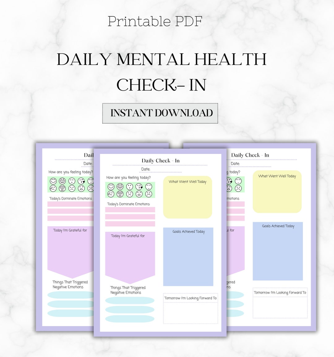 Mental Health Check In, Daily Check In, Worksheet, Anxiety, Mental ...