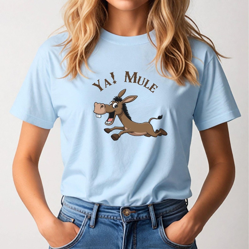 Ya! Mule Running Cartoon Tee | Funny Mule Illustration, Rustic Farm ...