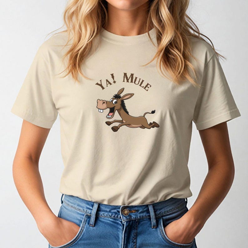 Ya! Mule Running Cartoon Tee | Funny Mule Illustration, Rustic Farm ...