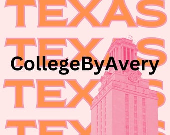 University of Texas at Austin (UT AUSTIN 2028) Pink Preppy Dorm Decor ...