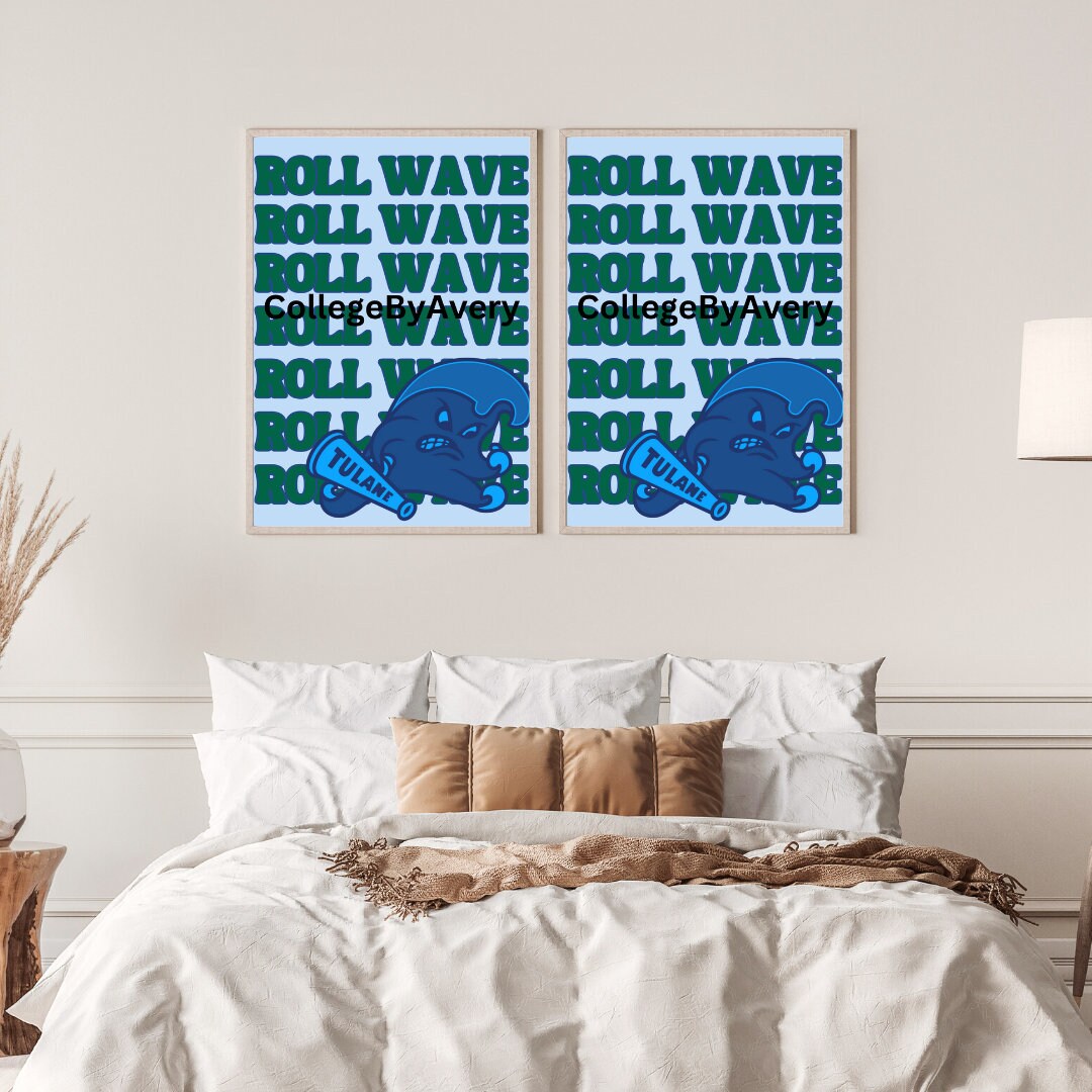 Tulane University Roll Wave Preppy Art for Dorm Apartment or Gift - Etsy