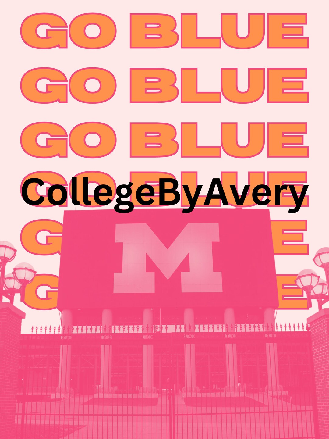 University of Michigan Ann Arbor GO BLUE Preppy Trendy Pink Dorm or ...