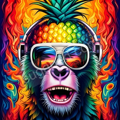 Funky Monkey Printable Digital Art - Etsy