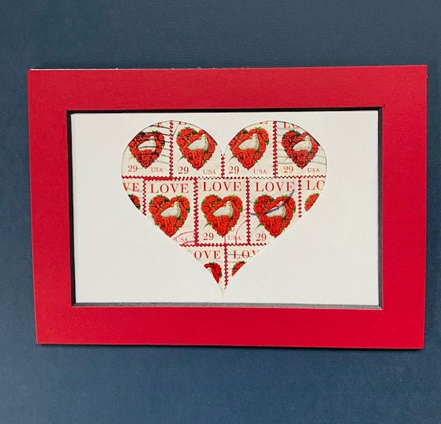 Heart Stamp Art Made From Love Stamps - Etsy