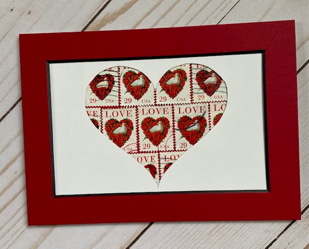 Heart Stamp Art Made From Love Stamps - Etsy