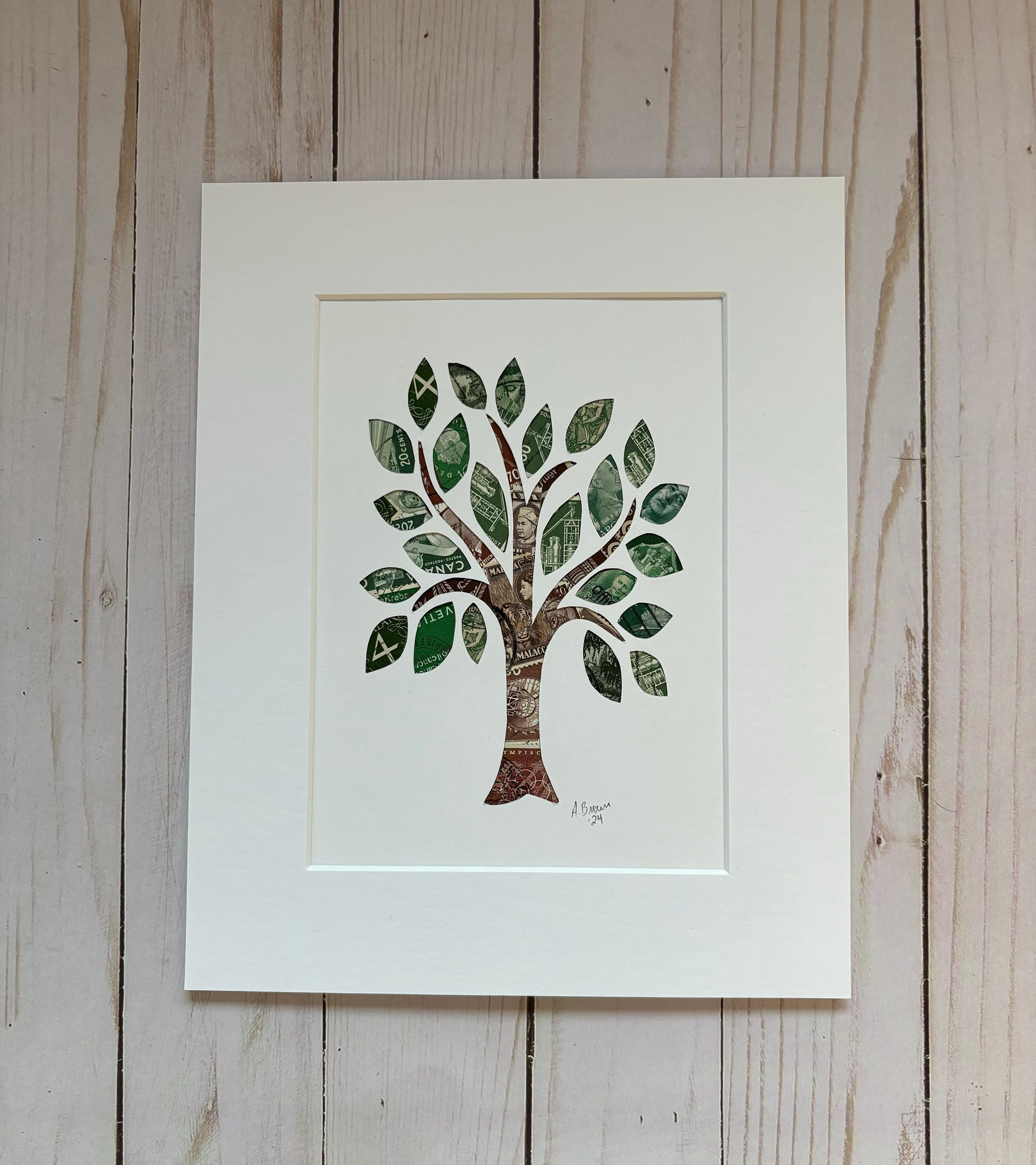 Green Tree Stamp Art - Etsy