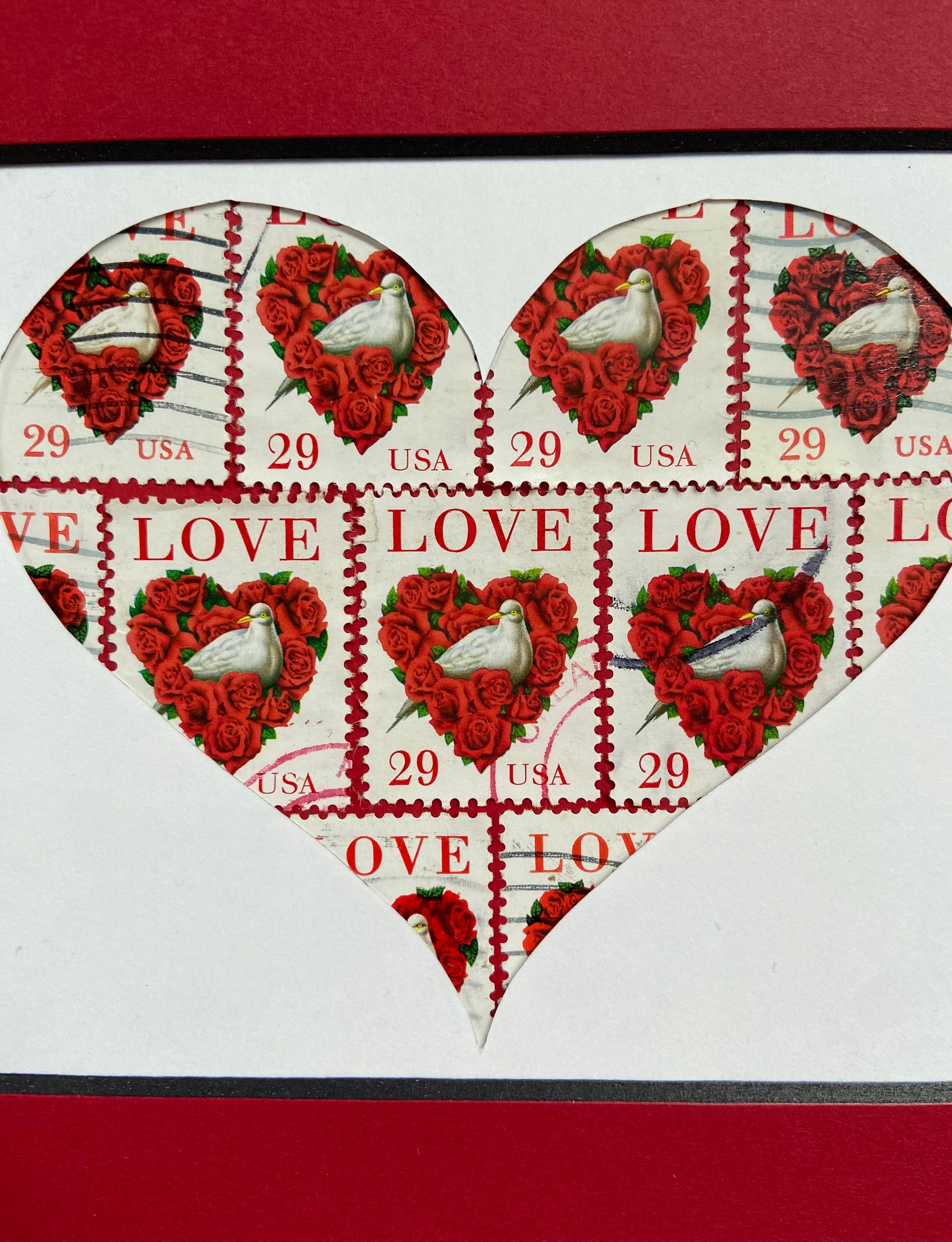 Heart Stamp Art Made From Love Stamps - Etsy
