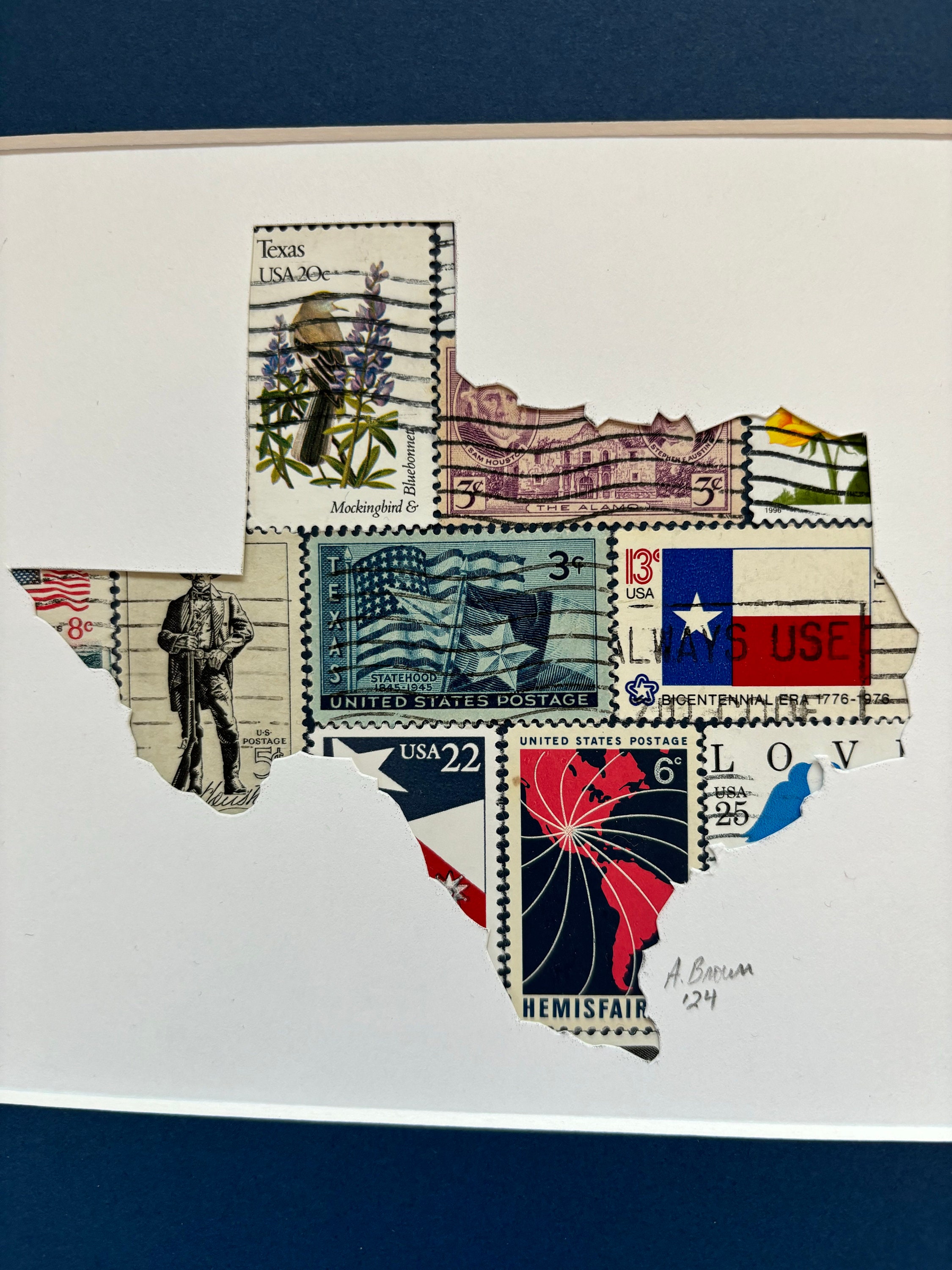 State of Texas Stamp Art - Etsy