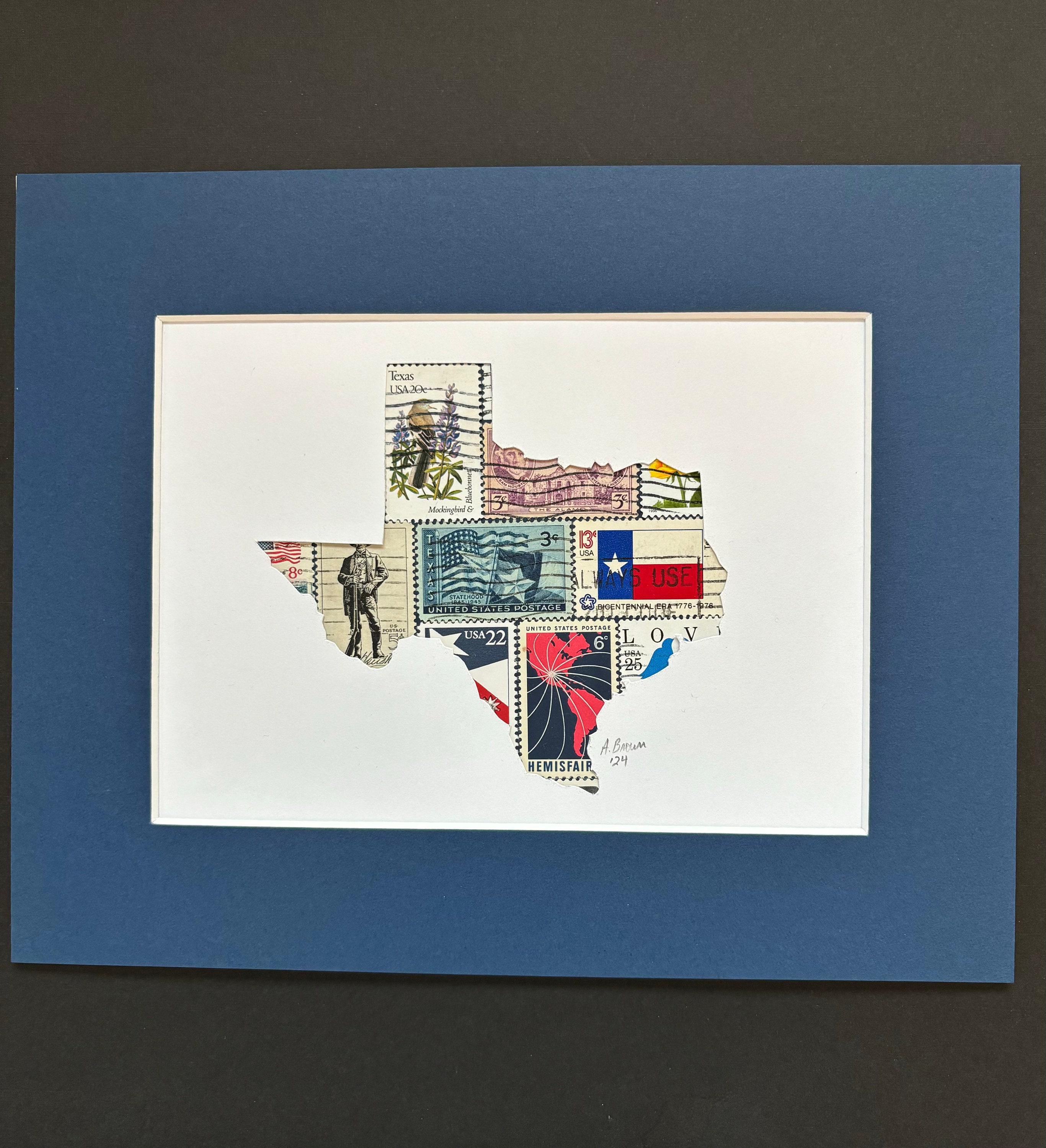 State of Texas Stamp Art - Etsy