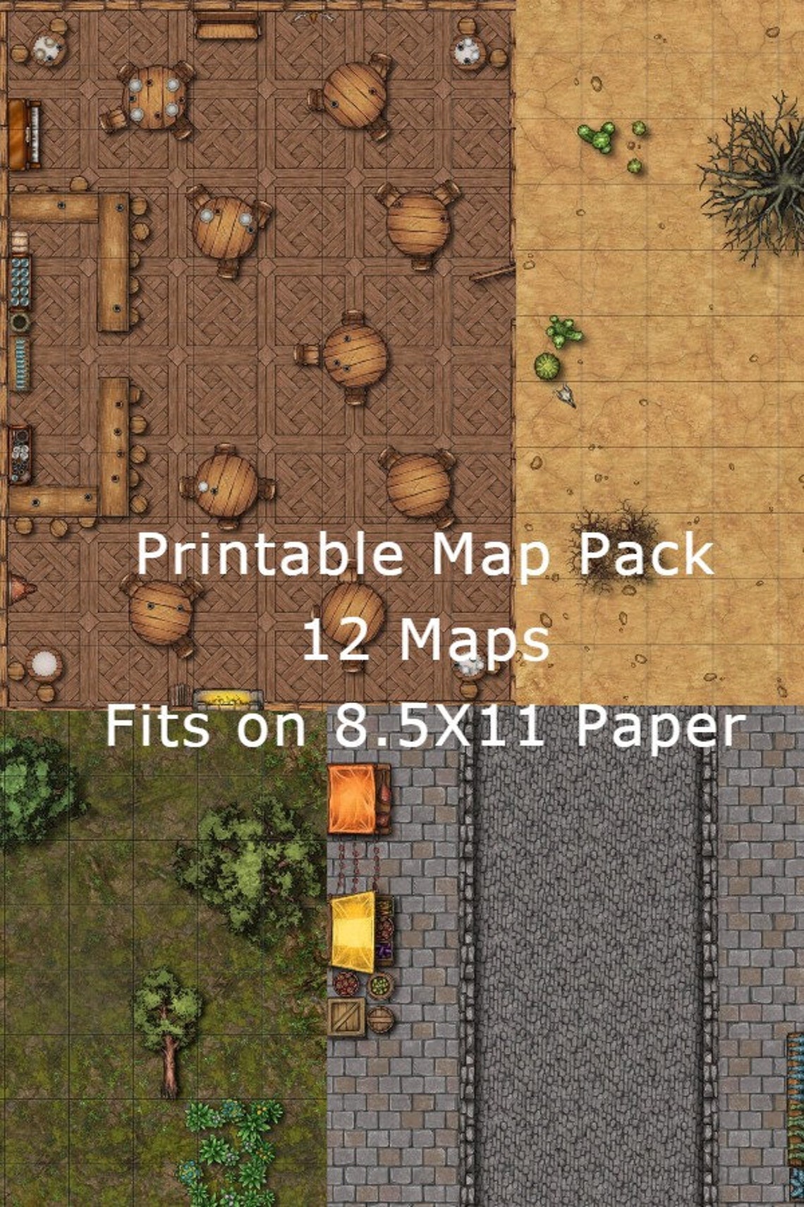 Printable 8X11 Tabletop Map Pack - Etsy