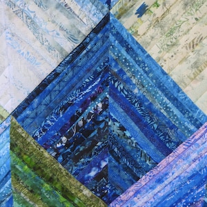 Cubist Waterfall Quilt Pattern, Tumbling Blocks in Blue/green/violet, Optical Illusion Quilt - Etsy