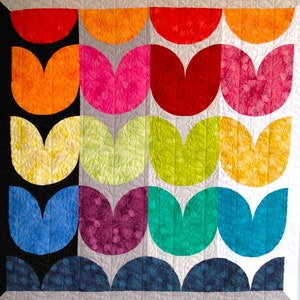 Flower Moon Quilt Pattern, Flower Rainbow Quilt, Rainbow Quilt ...
