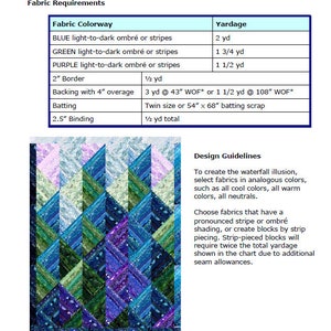 Cubist Waterfall Quilt Pattern, Tumbling Blocks in Blue/green/violet, Optical Illusion Quilt - Etsy