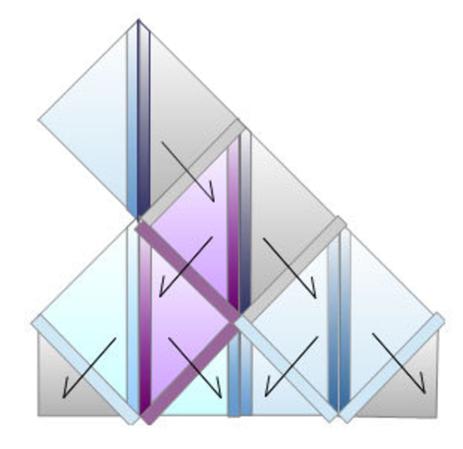 Cubist Waterfall Quilt Pattern, Tumbling Blocks in Blue/green/violet ...