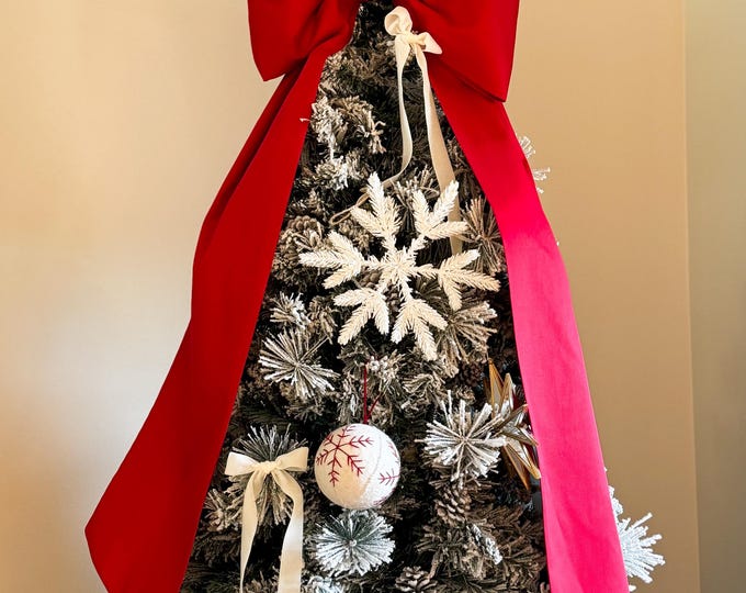 Christmas Tree Topper, Christmas Bow, Christmas Tree Bow, Christmas ...
