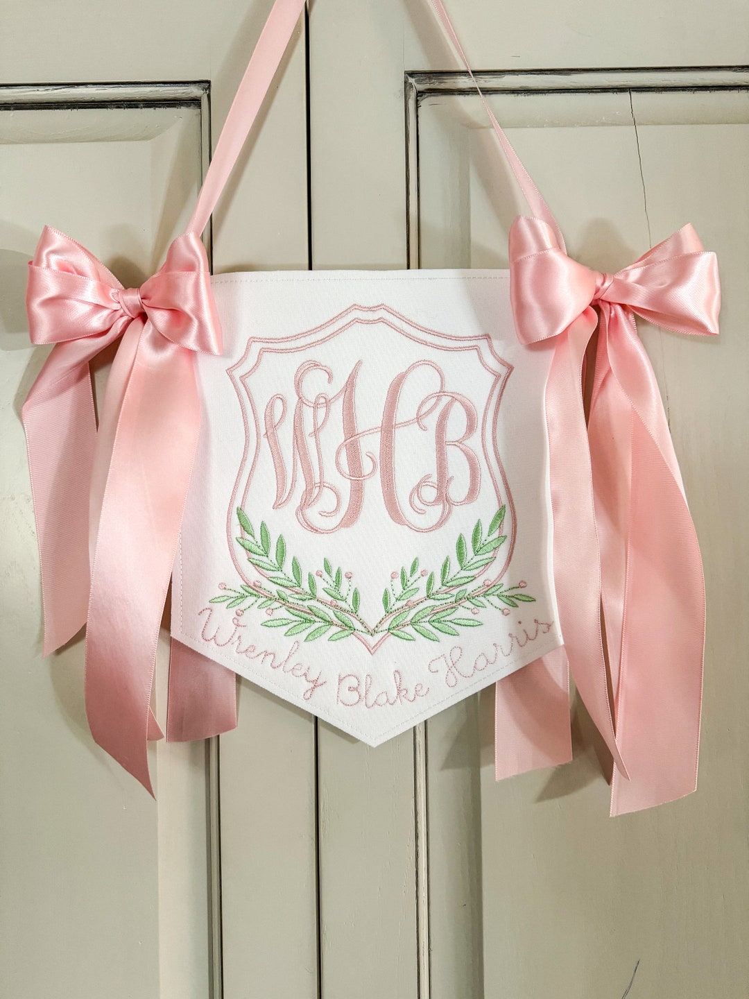 Monogram Banner, Personalized Banner, Pendant, Monogram Wreath Banner ...