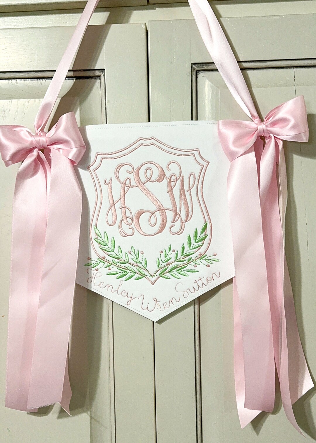 Monogram Banner, Personalized Banner, Pendant, Monogram Wreath Banner ...